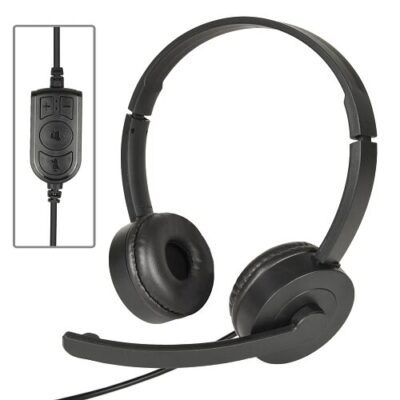 USB Headset with Fold Away Microphone – Noise Cancelling & Inline ...