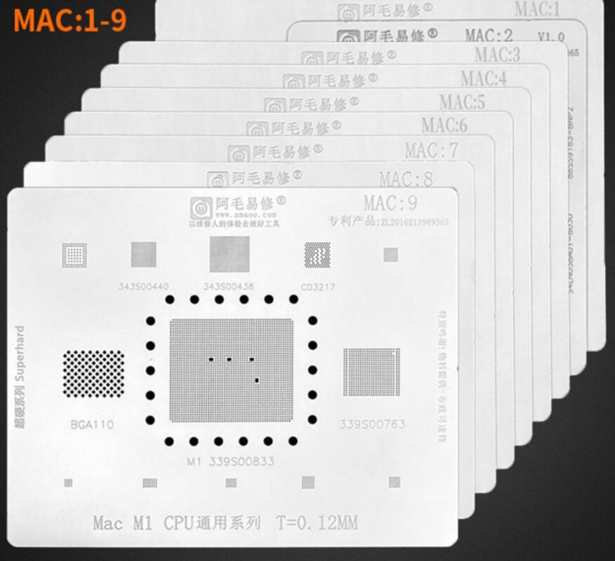 Macbook Air / Pro Reballing Stencils Mac 1 to 9 – NorthridgeFix